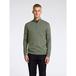 Selected Herren Selected Troyer &raquo;SLHBERG HALF ZIP CARDIGAN NOOS&laquo; Baumwolle, regular fit gr&uuml;n M