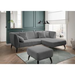 Home Affaire Ecksofa &raquo;Lazio modern und bequem, schmale Armlehnen, tolle Detailverarbeitung&laquo; Holzfu&szlig;farbe w&auml;hlbar, inkl. 4x Zierkissen grau 100% 