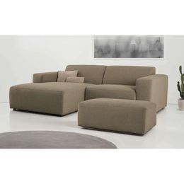 Inosign Ecksofa &raquo;Koa,228cm, L-Form, Modulsofa, Webstoff, Cord, Struktur, Chenille&laquo; Designsofa, Set, Hocker inklusive, weicher Lounge-Sitzkomfort braun