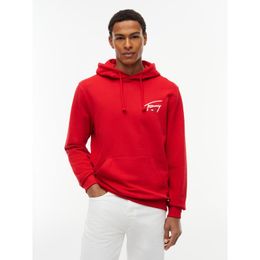 Tommy Jeans Herren Kapuzensweatshirt &raquo;REGULAR ENTRY SIGNATURE HOOD&laquo;, Regular fit mit Kapuze rot L