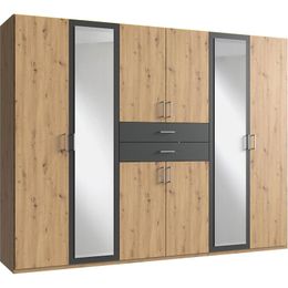 wimex Kleiderschrank &raquo;Diver Dreht&uuml;renschrank mit Spiegel, in der Breite 270cm&laquo; Bestseller Schlafzimmerschrank wahlweise 3 Innenausstattungen grau B/H/T: 