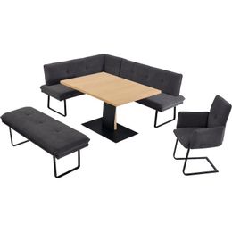 K+w Komfort & Wohnen K+W Komfort & Wohnen Essgruppe &raquo;Giacomo III&laquo; 4 Stk. tlg. wahlweise links oder rechts langer Schenkel 207cm, Freischwingersessel braun Flachgewebe 