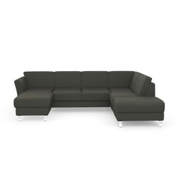 Sit & More sit&more Wohnlandschaft &raquo;Visby U-Form&laquo; Wahlweise mit Schlaffunktion und Stauraum, frei im Raum stellbar grau B/H/T: 303cm x 87cm x 213cm, Struktur 