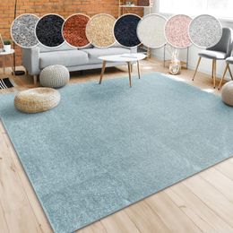 Paco Home Teppich &raquo;Porto 890&laquo; rechteckig 13 mm H&ouml;he Kurzflor, Uni-Farben, ideal im Wohnzimmer & Schlafzimmer blau Obermaterial: 100% Polypropylen B : 160cm 1 