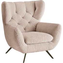3C Candy Sessel &raquo;Beatrice Ohrensessel mit Knopfheftung im R&uuml;cken&laquo; bequemer Retro Solit&auml;rsessel auch in Cord und Fellimitat braun 100% Polyester 