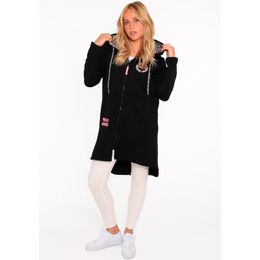 Zwillingsherz Damen Jerseymantel &raquo;"Wild Strong Free"&laquo; mit Kapuze, Taschen, Front und Backmotiv Wild Strong Free schwarz XL