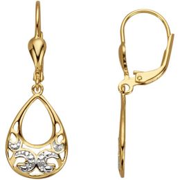 Firetti Damen Paar Ohrh&auml;nger &raquo;Schmuck Geschenk Silber 925 Ohrschmuck Ohrringe Tropfen Bicolor&laquo; mit Diamant silber 0,03, 0,03 P3 = leicht erkennbare 