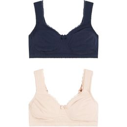 bonprix Damen bonprix Minimizer-BH Packung, 2er, ohne B&uuml;gel, aus Baumwoll- und Elasthan-Mix, im 2er-Pack bunt 95, Cup F