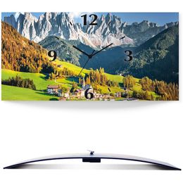 Artland Wanduhr &raquo;Alpen Berge Santa Maddalena&laquo; wahlweise mit Quarz- oder Funkuhrwerk, lautlos ohne Tickger&auml;usche gr&uuml;n B/H/T: 60cm x 30cm x 0,3cm, Quarzuhr
