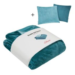 s.Oliver Wohndecke &raquo;Doublesoft, Kuscheldecke, Deal, Kissen geschenkt!&laquo; Kuscheldecke 150x200 cm, GRATIS-Zugabe:2x Kissenh&uuml;lle (Rei&szlig;verschluss) blau 