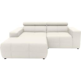 DOMO collection Ecksofa &raquo;BRANDON inkl. Kopfteilverstellung, 214x100x80 cm, L-Form&laquo; Mit Kopfteilverstellung, auch in Leder und Cord, L-Form wei&szlig; Luxus-