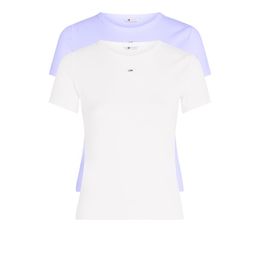 Tommy Jeans Damen T-Shirt &raquo;TJW 2PACK C-NECK TEE&laquo; Packung, 2er, 2 Stk. mit Logo-Stickerei wei&szlig; XS (34)