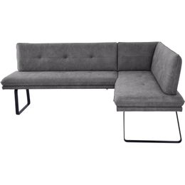 K+w Komfort & Wohnen K+W Komfort & Wohnen Eckbank 1 Stk. tlg. Polstereckbank in Spitzkissenoptik, Sitz und R&uuml;cken gesteppt grau B/H/T: 207cm x 87cm x 157cm, Microfaser 785