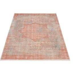 OCI DIE TEPPICHMARKE Teppich &raquo;COLOUR MEDI&laquo; rechteckig 8 mm H&ouml;he Glanz Viskose, mit Fransen, Hoch Tief Struktur, Vintage, Wohnzimmer rosa Polyacryl, 