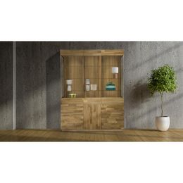 Home Affaire Vitrine &raquo;Laima&laquo; Breite 140 cm, teilmassiv, mit Glast&uuml;ren braun Holz teilmassiv eiche, B/H/T: 140cm x 184cm x 38cm, Schubladen: 2 Stk. 