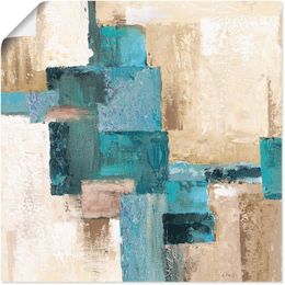 Artland Wandbild &raquo;Abstrakte Karos beige-t&uuml;rkis&laquo; Muster 1 Stk. tlg. als Leinwandbild, Poster in verschied. Gr&ouml;&szlig;en blau B/H/T: 50cm x 50cm, Poster Muster 