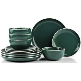 Retsch Arzberg Tafelservice &raquo;Geschirr-Set, Service HALO BUBBLE GUM&laquo; Teller Set, Klare Farben und Klare Formen - 12 Teile, f&uuml;r 4 Personen gr&uuml;n Steinzeug 12 Stk.