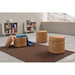 Egoitaliano Hocker &raquo;Tonder, Designhocker als Blickfang mit tollen Details, B/T 50/50cm&laquo; inkl. praktischem Stauraum als funktionale Stauraumm&ouml;glichkeit braun Luxus