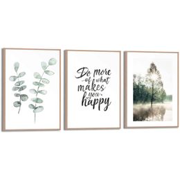 Reinders Wandbild &raquo;Natur B&auml;ume - Sonne - Wandern - Froh&laquo; 3 Stk. tlg. gr&uuml;n Holzwerkstoff B/H/T: 20cm x 30cm, 3 Stk.