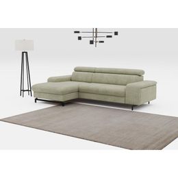 COTTA Ecksofa &raquo;Emma L-Form, B: 267 cm&laquo; mit Kopfteilverstellung, optional Schlaffunktion & Bettkasten gr&uuml;n B/H/T: 267cm x 97cm x 165cm, Struktur weich,