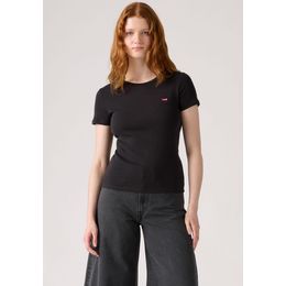Levi's LEVI'S Damen T-Shirt "Mini-Logo", grau, Basic, Gr. L, Jersey, Obermaterial: 100% Baumwolle, Shirts, mit kleiner Markenlogo-Stickerei auf der Brust