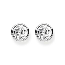 Thomas Sabo Damen Thomas Sabo Paar Ohrstecker &raquo;Wei&szlig;er Stein&laquo; mit Zirkonia (synth.) bunt 6mm, Silber 925 (recycelt)