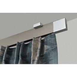 Garesa Gardinenstange &raquo;FLAT&laquo; 1 l&auml;ufig-l&auml;ufig Wunschma&szlig;l&auml;nge Rechteckprofil, Deckenmontage, perfekter Lauf, modern, verl&auml;ngerbar silber Aluminium B/L: 