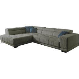 Die PlanBar Ecksofa &raquo;MP-IN15053 L-Form breiter Schenkel&laquo; mit Kopfteilverstellung, wahlweise mit manueller Vorziehbank grau 88% Polyester; 12% Polyamid