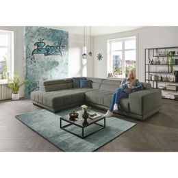 Die PlanBar Ecksofa &raquo;MP-IN15053 L-Form breiter Schenkel&laquo; mit Kopfteilverstellung, wahlweise mit manueller Vorziehbank grau 88% Polyester; 12% Polyamid