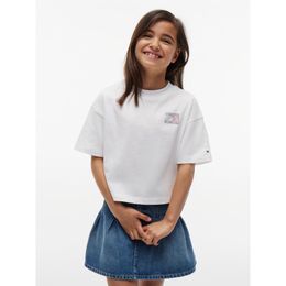 Tommy Hilfiger M&auml;dchen T-Shirt Rundhalsausschnitt, mit Glitzersteinen, Kinder bis 16 Jahre 5 (110)