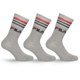 Fila Herren Socken 3 Paar, breites Rippenb&uuml;ndchen, Logoschriftzug, Cotton-Mix grau 43-46