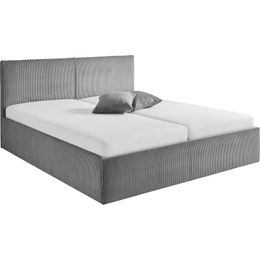 Westfalia Schlafkomfort Polsterbett grau Bezug. Hochwertiger Breitcord, 100% Polyester pflegeleicht, Polsterung: Polsterwatte, Material Gestell: gepolsterter Holzwerkstoff, 