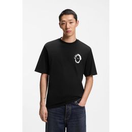 Hugo Herren Hugo T-Shirt Regular Fit, R&uuml;ckdruck, Rundhalsausschnitt schwarz L