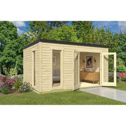 Nordic Holz Gartenhaus &raquo;Palermo 4&laquo; mit gro&szlig;en Glasfl&auml;chen beige Holzwerkstoff Fu&szlig;boden im Gartenhaus, ohne Dacheindeckung