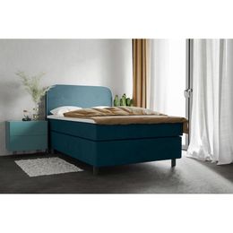 Home Affaire Boxspringbett &raquo;Marausa&laquo; mit Taschen-Federkernmatratze, mit dekorativer Kedernaht blau 100% PES Struktur 80, Liegefl&auml;che B/L: 80cm x 200cm
