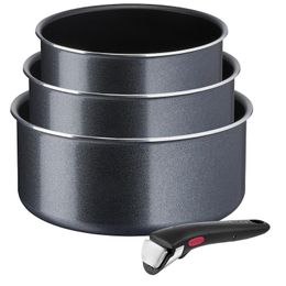 Tefal Topf-Set &raquo;Ingenio XL Force, Topfset abnehmbarer Griff, nicht induktionsgeeignet&laquo; Set, 3x Stielkasserollen &Oslash; 16/18/20 cm, 1x abnehmbarer Griff, 4 Stk. 