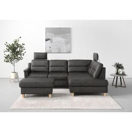 Sit & More sit&more Ecksofa &raquo;Far&ouml; L-Form&laquo; inklusive Federkern, wahlweise mit Schlaffunktion und Bettkasten grau B/H/T: 251cm x 90cm x 187cm, Microfaser, Ottomane