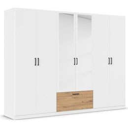 Rauch Dreht&uuml;renschrank &raquo;Kleiderschrank Schrank Garderobe W&auml;scheschrank BARI mit Spiegel&laquo; mit Schubasten mittig, moderner Griff in Graumetallic MADE IN