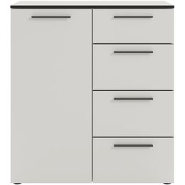 Kommode &raquo;mit Schwarz matten Metallgriffen in verschiedenen Ausf&uuml;hrungen&laquo; mit Soft-Close-Funktion, mit melaminbeschichteter Oberfl&auml;che wei&szlig; 
