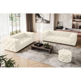 Home Affaire 3-Sitzer &raquo;FOLLINA&laquo; 3-Sitzer Sofa mit klassischer Chesterfield-Knopfheftung beige 100% Polyester B/H/T: 226cm x 71cm x 100cm, Samtvelours