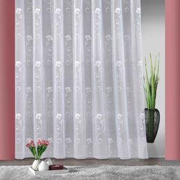 Weckbrodt-Gardinen Gardine &raquo;Lilly&laquo; Smokband 1 Stk. tlg. Jacquard, strukturiert, Allover,floral,Beschwerungsband, nach Ma&szlig; wei&szlig; Jacquard, Polyester 245cm, Smokband, 506cm
