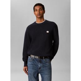 Calvin Klein Jeans Herren Strickpullover Strukturstrick, Regular Fit blau L