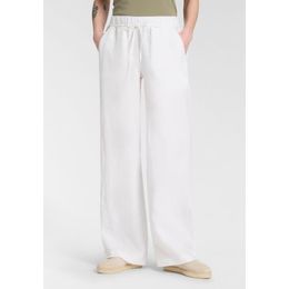 MAC Damen MAC Leinenhose &raquo;CHIARA BELT&laquo; Sommerhose Wide Fit, mit geradem, weitem Bein wei&szlig; 44, L&auml;nge 32