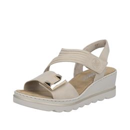 Rieker Damen Keilsandalette Klettschuh, Sommerschuh, Urlaubsschuh mit asymmetrischen Riemchen 39