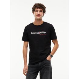 Tommy Hilfiger Herren T-Shirt &raquo;BRAND LOVE RWB GRAPHIC&laquo; Auff&auml;lliger Frontprint mit Schriftzug, normale Passform schwarz M