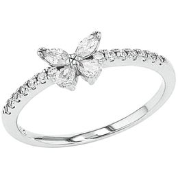 Amor Damen Fingerring &raquo;Schmetterling&laquo; mit Zirkonia (synth.) silber 56, Silber 925 (Sterlingsilber), 1,3mm