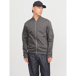Jack & Jones Jack & Jones Herren Blouson &raquo;JJERUSH mit Stehkragen und Rei&szlig;verschlusstaschen&laquo; ohne Kapuze unifarben, modisch, regular fit, Polyester grau XS