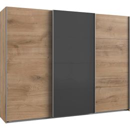 wimex Schwebet&uuml;renschrank &raquo;Valencia&laquo; mit Glaselementen grau Holzwerkstoff, Sicherheitsglas B/H/T: 270cm x 210cm x 65cm, T&uuml;ren: 3 Stk.