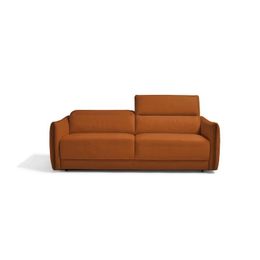 Egoitaliano Schlafsofa &raquo;FOX, Made in Italy-Designsofa mit Dauerschlaffunktion,Breite 216 cm&laquo; Schlafsofa aus Echtleder Bull mit verstellbaren Kopfst&uuml;tzen braun 