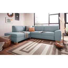 DOMO collection Ecksofa &raquo;Incanto kubische Formensprache, komfortabel, L-Form&laquo; wahlweise mit Bettfunktion blau B/H/T: 260cm x 81cm x 195cm, 
